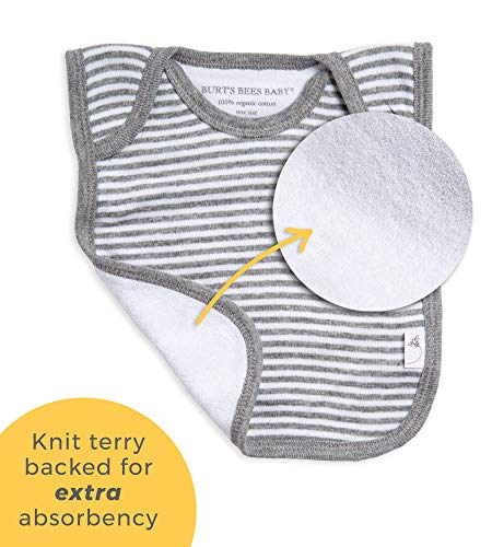 Burt's Bees Baby - Bibs, 4-Pack Lap-Shoulder Drool Cloths, 100% Organic Cotton with Absorbent Terry Towel Backing (Heather Grey)