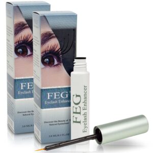 feg eyelash rapid eye lash growth serum | for lash and brow | creates appearance of longer & darker eyelashes | eyelash enhancing serum to help lengthen, thicken and darken your lashes | 2 pack