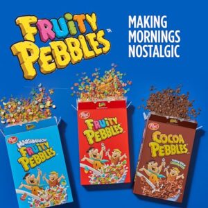 Pebbles Fruity PEBBLES Cereal, Fruity Kids Cereal, Gluten Free Rice Cereal for Kids, 15 OZ Large Cereal Sized Box