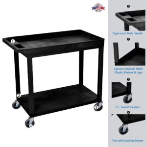 LUXOR EC12-B 32" x 18" Cart - One Tub/One Flat Shelf