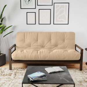 by the futon factory cooling gel memory foam 8 inch futon mattress - solid khaki cover - full size - certipur certified foams - made in usa - (frame not included)