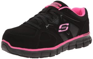 skechers for work women's synergy sandlot lace-up, black/pink, 7.5 xw us