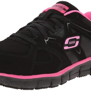 Skechers for Work Women's Synergy Sandlot Lace-Up, Black/Pink, 7.5 XW US