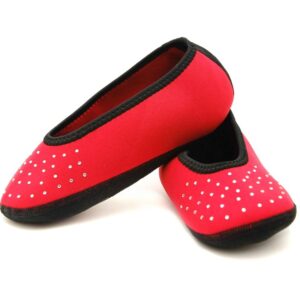 NuFoot Sparkle Ballet Flats Women's Shoes, Best Foldable & Flexible Flats, Slipper Socks, Travel Slippers & Exercise Shoes, Dance Shoes, Yoga Socks, House Shoes, Indoor Slippers, Red, Large