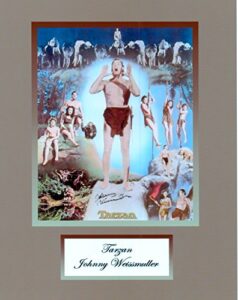 kirkland johnny weissmuller, tarzan, classic movie 8 x 10 photo autograph on glossy photo paper