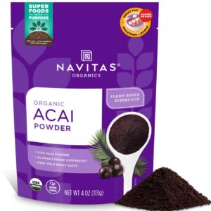 navitas organics acai powder, 4oz. bag 38 servings — organic non-gmo, freeze-dried, gluten-free