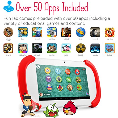 Ematic FunTab 7" HD Quad-Core Kid Safe Tablet with Android 4.2 & Kid Mode, Parental Controls, & Over 50 Apps, Red