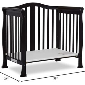 Dream On Me Addison 4-in-1 Convertible Mini Crib in Black, Greenguard Gold Certified, Non-Toxic Finishes, Built of New Zealand Pinewood, Comes with 1” Mattress Pad