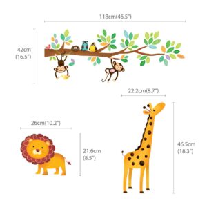 DECOWALL DW-1402 Little Monkeys Tree and Animals Height Growth Chart Kids Wall Stickers Wall Decals Peel and Stick Removable Wall Stickers for Kids Nursery Bedroom Living Room décor