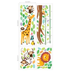 DECOWALL DW-1402 Little Monkeys Tree and Animals Height Growth Chart Kids Wall Stickers Wall Decals Peel and Stick Removable Wall Stickers for Kids Nursery Bedroom Living Room décor