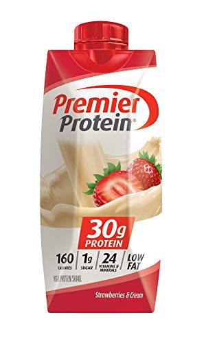 Premier Protein 30g Shakes Strawberries Cream 11 Fluid Ounces, Strawberry Shake, 44 Fl Oz, (Pack of 4)