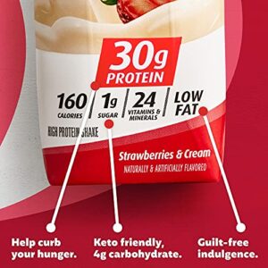 Premier Protein 30g Shakes Strawberries Cream 11 Fluid Ounces, Strawberry Shake, 44 Fl Oz, (Pack of 4)