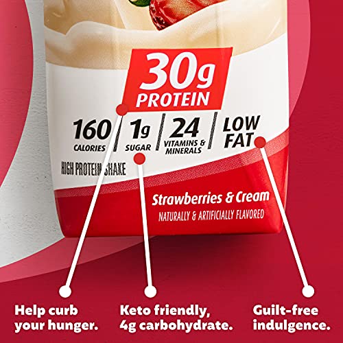 Premier Protein 30g Shakes Strawberries Cream 11 Fluid Ounces, Strawberry Shake, 44 Fl Oz, (Pack of 4)