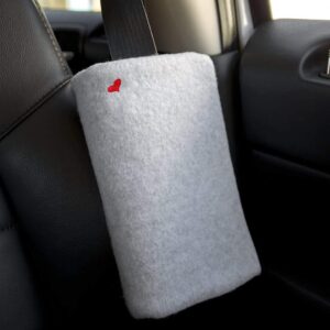 The Breast & Chest Buddy - Seatbelt Cushion for Open Heart Surgery, Mastectomy and Chest Reconstruction Sites - Solid Gray with Heart