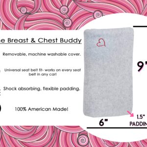 The Breast & Chest Buddy - Seatbelt Cushion for Open Heart Surgery, Mastectomy and Chest Reconstruction Sites - Solid Gray with Heart