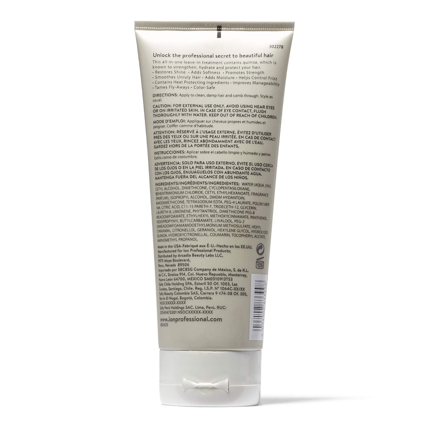 Ion Repair BB Cream Leave in Conditioning Treatment, for All Hair Types, Paraben Free & Vegan 6 fl oz