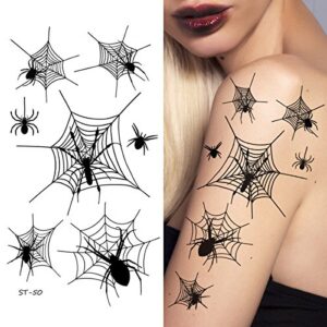 supperb® temporary tattoos - spiders and spider net horror cobweb spider halloween tattoos (spider net)