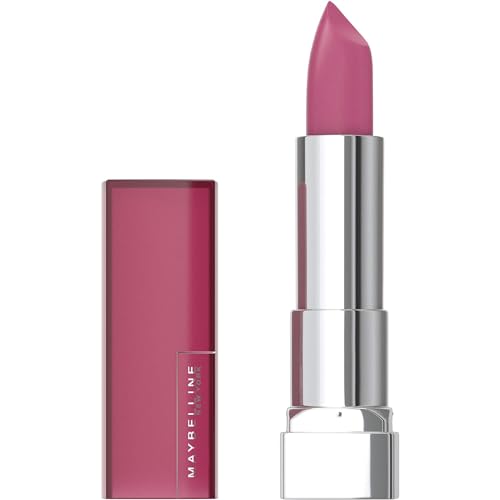 Maybelline Color Sensational Lipstick, Lip Makeup, Matte Finish, Hydrating Lipstick, Nude, Pink, Red, Plum Lip Color, Lust for Blush, 1 Count