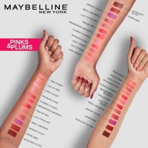 Maybelline Color Sensational Lipstick, Lip Makeup, Matte Finish, Hydrating Lipstick, Nude, Pink, Red, Plum Lip Color, Lust for Blush, 1 Count