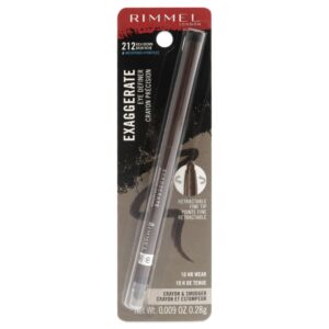 rimmel london exaggerate waterproof eye definer eyeliner, highly pigmented, long-wearing, built-in smudger, 212, rich brown, 0.01oz