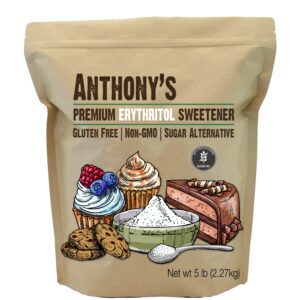 Anthony's Erythritol Granules, 5 lb, Non GMO, Sweetener, Keto & Paleo Friendly