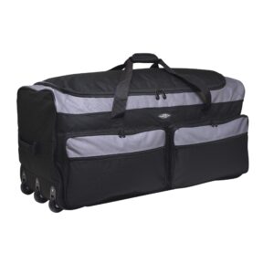 travelers club 36" asgard 3-wheel rolling duffel bag, black