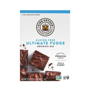 king arthur, gluten free fudge brownie mix, certified gluten-free, non-gmo project verified, certified kosher, 17 ounces