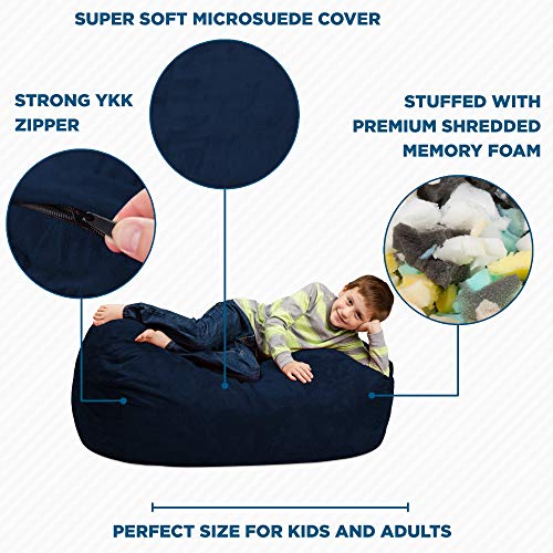 Chill Sack Kid's Memory Foam Bean Bag Lounger, Navy