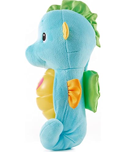 Fisher-Price Musical Baby Toy, Soothe & Glow Seahorse, Plush Sound Machine with Lights & Volume Control for Newborns, Blue