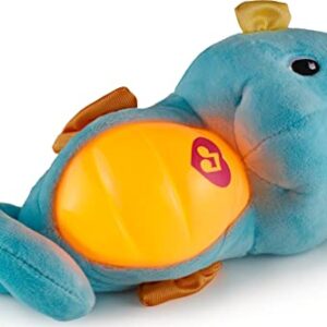 Fisher-Price Musical Baby Toy, Soothe & Glow Seahorse, Plush Sound Machine with Lights & Volume Control for Newborns, Blue