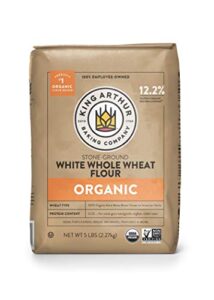 king arthur, 100% organic white whole wheat flour, 100% whole grain, non-gmo project verified, 5 pounds (packaging may vary)