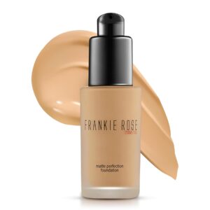 frankie rose cosmetics matte perfection foundation makeup – long-lasting, hydrating foundation for semi-matte finish - foundation full coverage for all skin types - (olive) 1.0 us fl oz / 30 ml