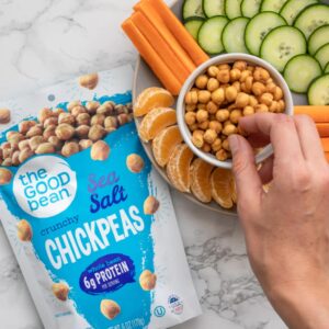 The Good Bean Crunchy Chickpeas - Sea Salt - (6 Pack) 6 oz Resealable Bag - Roasted Chickpea Beans - Vegan Snack with Good Source of Plant Protein and Fiber