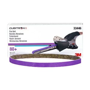 3M Cubitron II File Belt, 33446, 80+ Grit, 1/2 in x 18 in, File Belts, Resin Bonded, Spot Weld Removal, Pack of 10