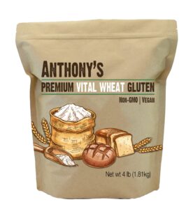 anthony's vital wheat gluten, 4 lb, vegan, non gmo, keto friendly, low carb