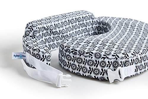 My Brest Friend Original Nursing Pillow Enhanced Ergonomics Essential Breastfeeding Pillow Support For Mom & Baby W/ Convenient Side Pocket, Double Straps & slipcover, Midnight Poppy