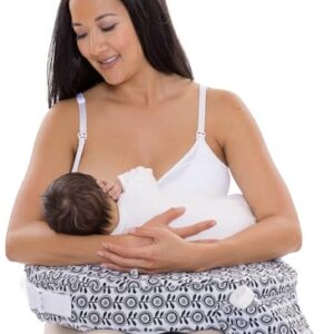 My Brest Friend Original Nursing Pillow Enhanced Ergonomics Essential Breastfeeding Pillow Support For Mom & Baby W/ Convenient Side Pocket, Double Straps & slipcover, Midnight Poppy