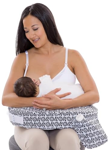 My Brest Friend Original Nursing Pillow Enhanced Ergonomics Essential Breastfeeding Pillow Support For Mom & Baby W/ Convenient Side Pocket, Double Straps & slipcover, Midnight Poppy