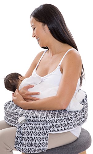 My Brest Friend Original Nursing Pillow Enhanced Ergonomics Essential Breastfeeding Pillow Support For Mom & Baby W/ Convenient Side Pocket, Double Straps & slipcover, Midnight Poppy