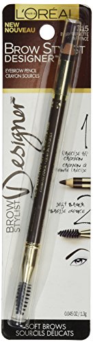 L'Oreal Paris Brow Stylist Designer Eyebrow Pencil, Dark Brunette [315] 0.045 oz