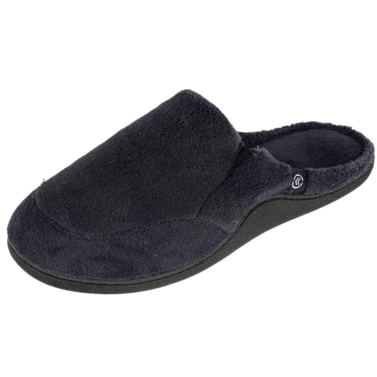 isotoner Mens Microterry Clog Slippers Ebony Black XX-Large 13-14