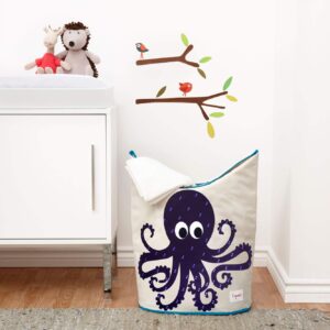 3 Sprouts Baby Laundry Hamper Storage Basket Organizer Bin for Nursery Clothes, Octopus