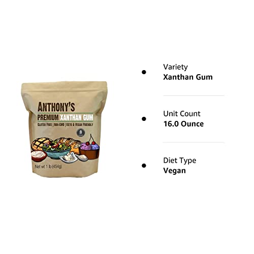 Anthony's Xanthan Gum, 1 lb, Batch Tested Gluten Free, Keto Friendly, Product of USA