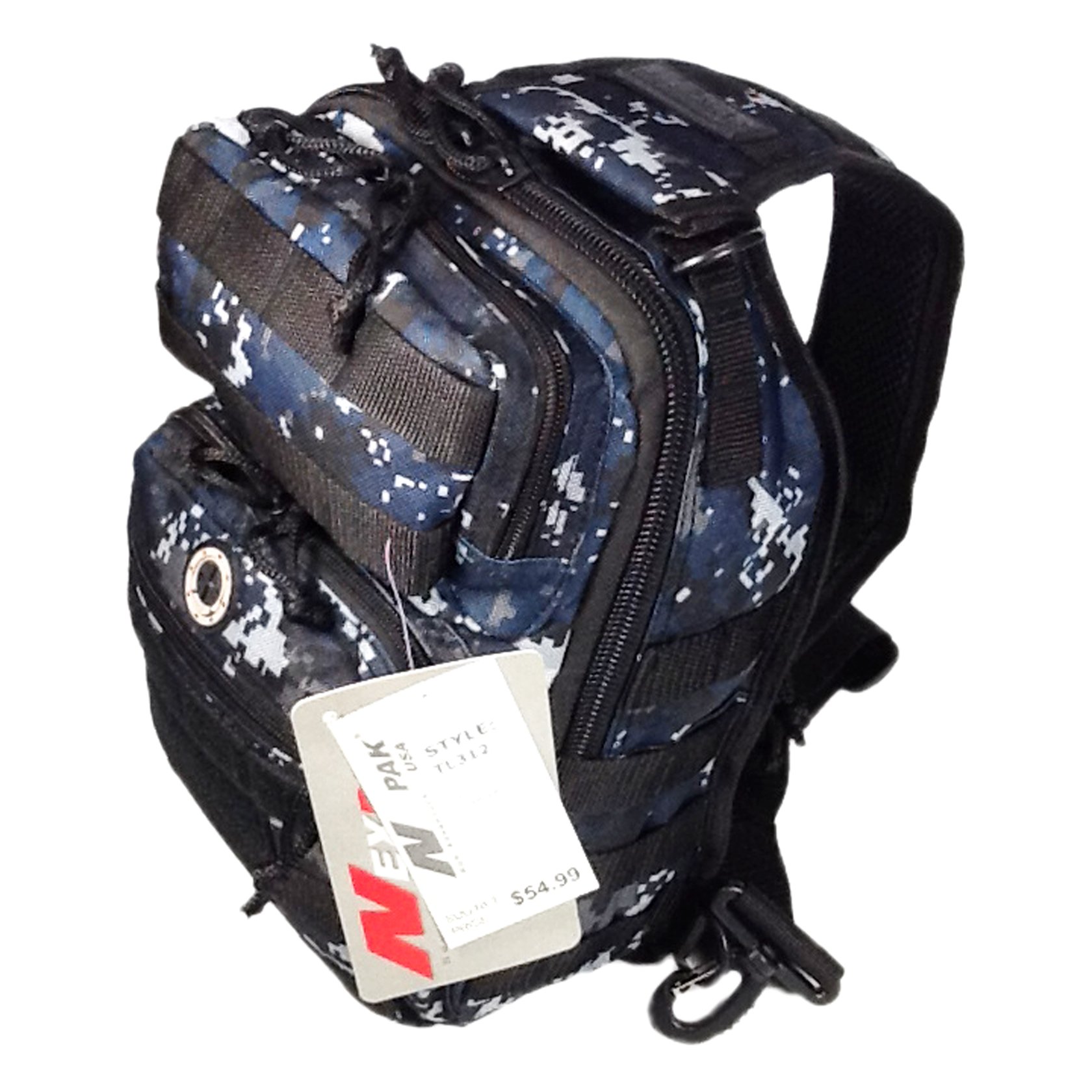 NexPak 12" 800cu. in. Tactical Sling Shoulder Hiking Backpack TL312 DMBK DIGITAL CAMOUFLAGE Navy Blue