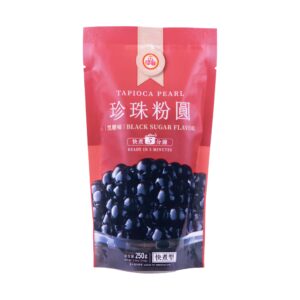 wufuyuan boba tapioca pearl, black sugar flavor, ready in 5 minutes, 8.8 oz. (single pack)