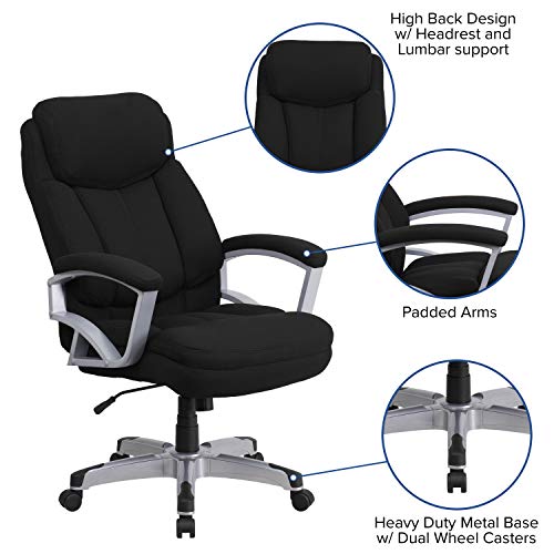 Flash Furniture HERCULES Series Big & Tall 500 lb. Rated Black Fabric Executive Swivel Ergonomic Office Chair with Arms