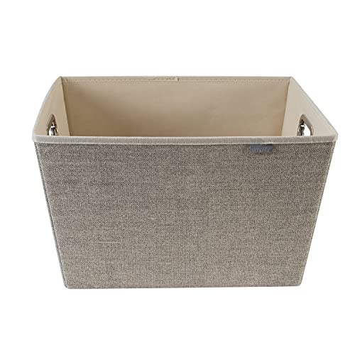 Simplify Large Grommet Bin in Faux Jute Storage Basket, Beige