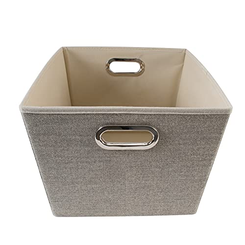 Simplify Large Grommet Bin in Faux Jute Storage Basket, Beige