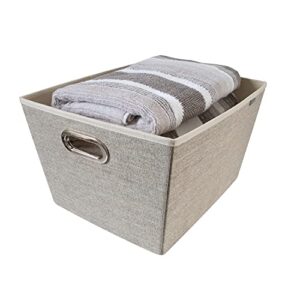 Simplify Large Grommet Bin in Faux Jute Storage Basket, Beige