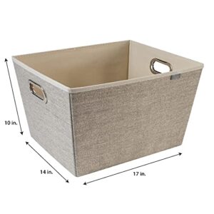 Simplify Large Grommet Bin in Faux Jute Storage Basket, Beige